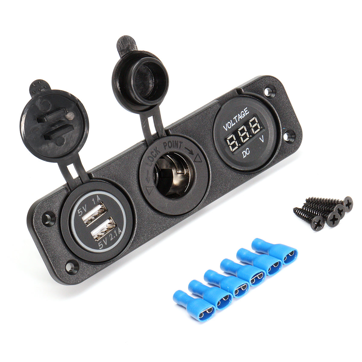 dc 12v dubbele usb lader auto12v aansluiting adapter uitlaat volt mete ...