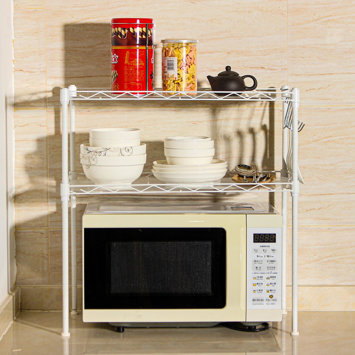 2 tier verstelbare stalen draad rekken metalen rek thuis keuken opslag ...