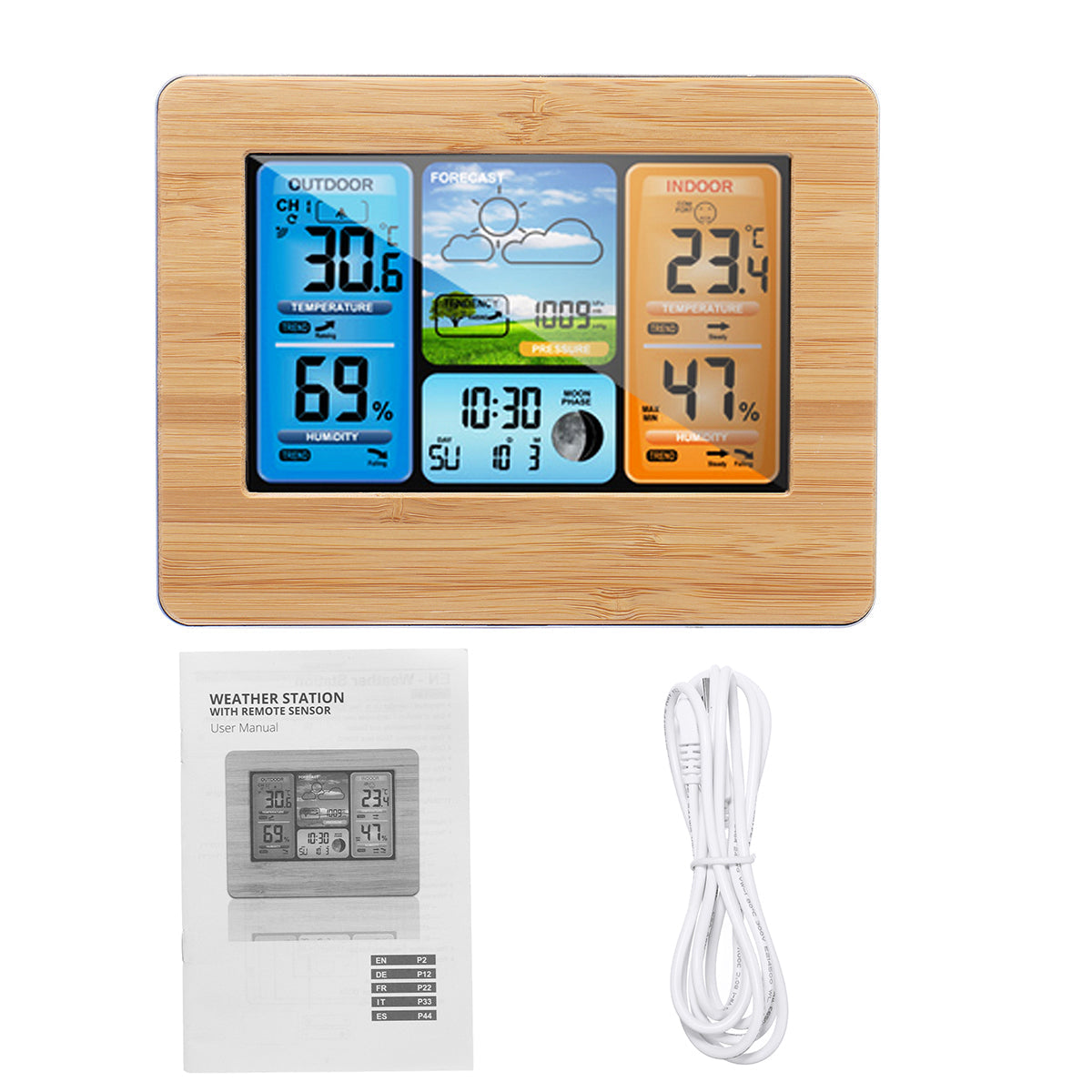 led weerstation wekker hygrometer thermometer barometer draadloze sens ...