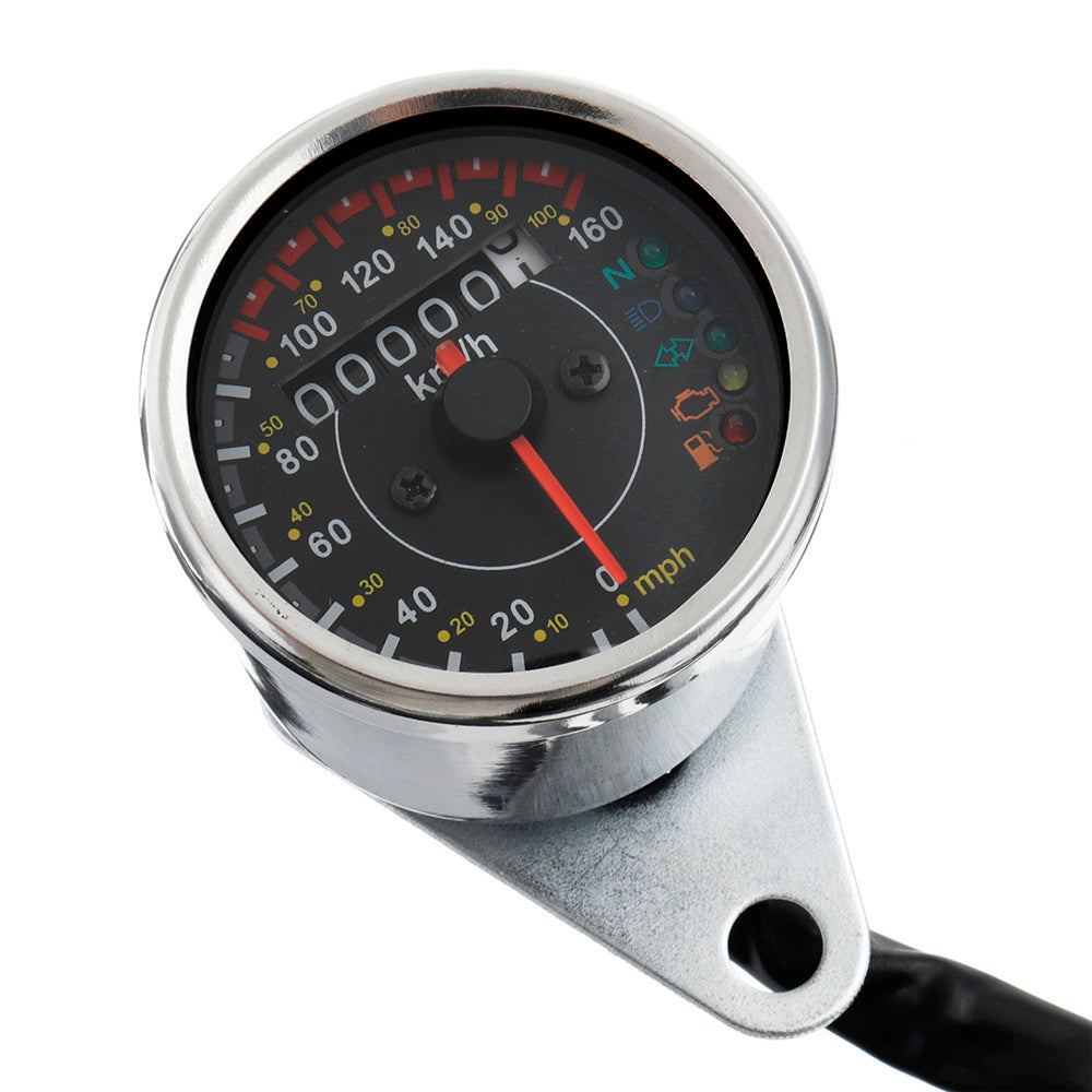 12v universele motorfiets snelheidsmeter met led signaallamp cafe race ...