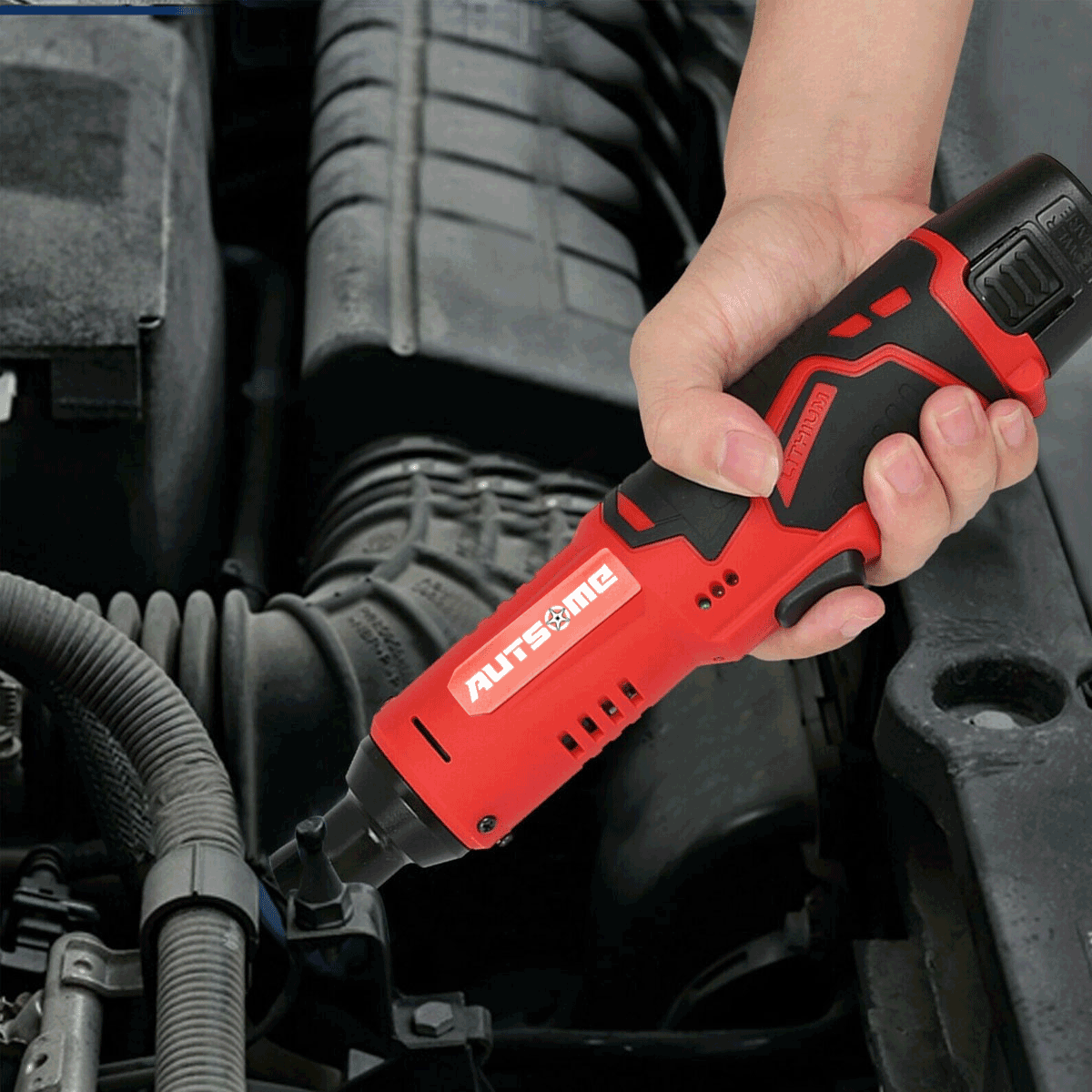 autsome 18v 45nm draadloze elektrische ratelsleutel 3/8 inch li-ion ba ...