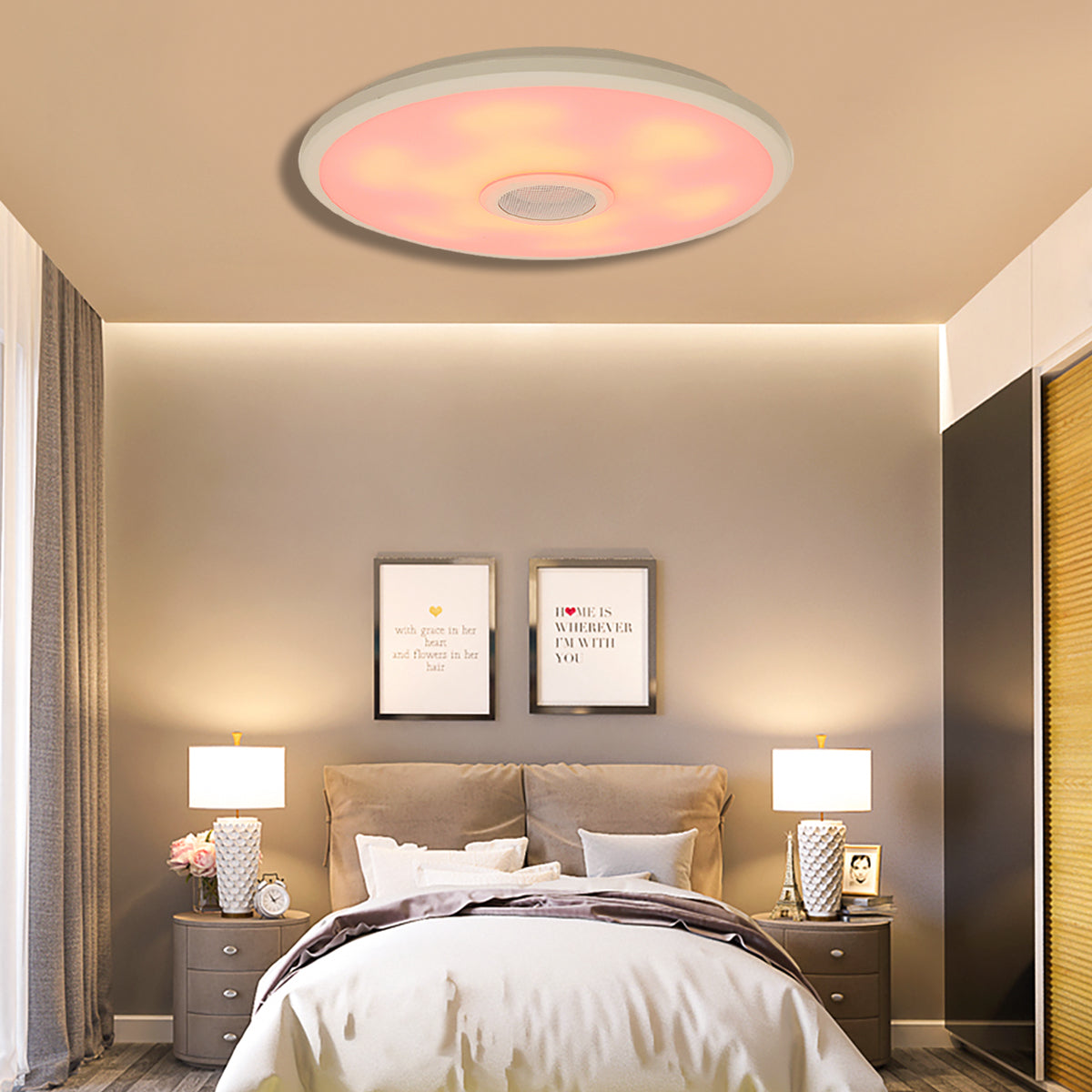 slimme led rgb-plafondlamp lamp bluetooth + afstandsbediening e27 plaf ...