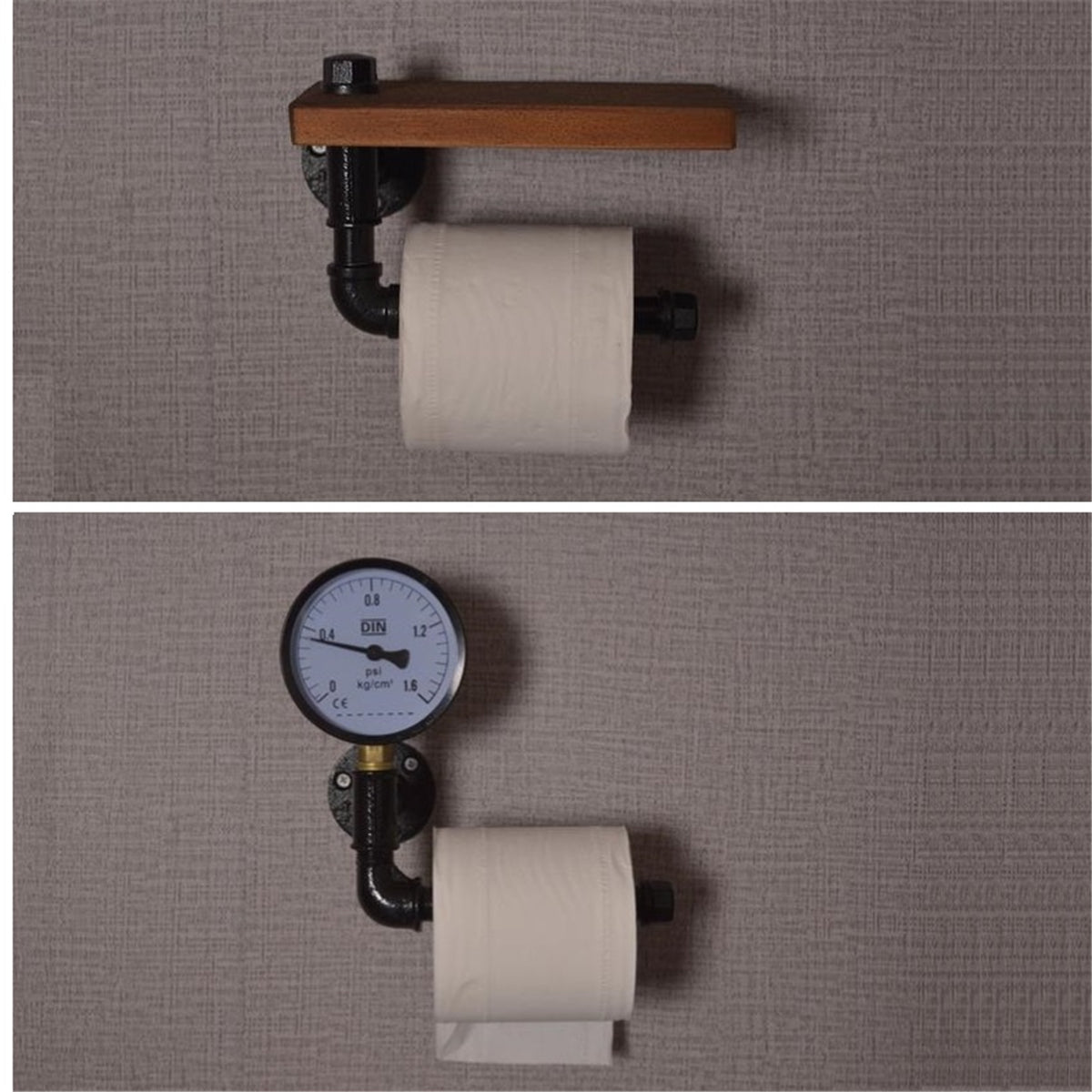 rustieke industriële wc-papier rolhouder pijp plank drijvende badkamer ...