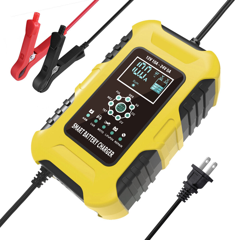 foxsur 12v 10a 24v 5a slimme batterijlader voor motorfiets auto vracht ...