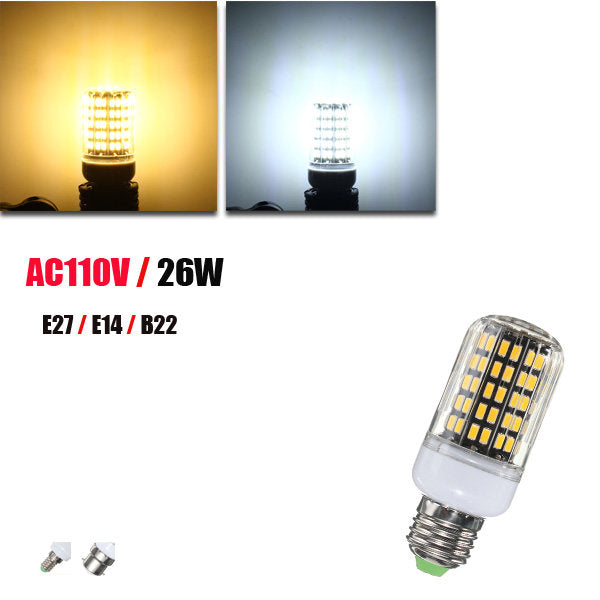 e27 e14 b22 26w 2500lm 108 smd 5733 led cover corn bulb warm white whi ...
