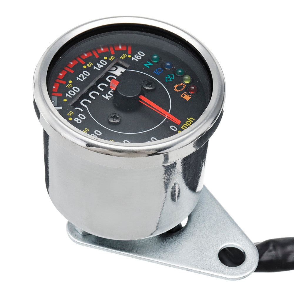 12v universele motorfiets snelheidsmeter met led signaallamp cafe race ...