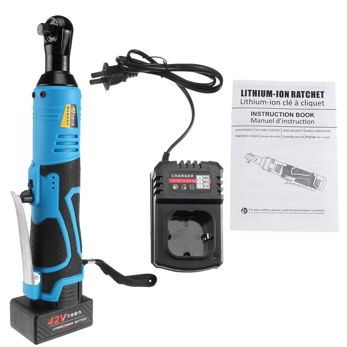 42v3/8 draadloze elektrische ratelsleutelgereedschapsset 90n.m 90 ° ha ...