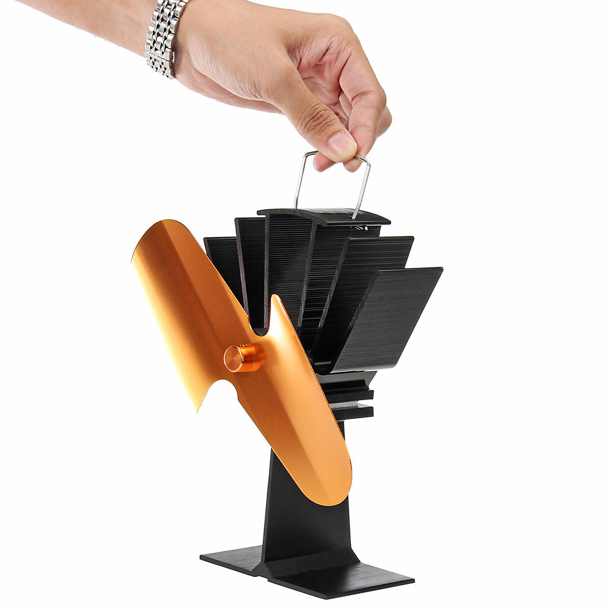 eq2-bk 2 blade heat powered wood stove fan silent eco-vriendelijke haa ...