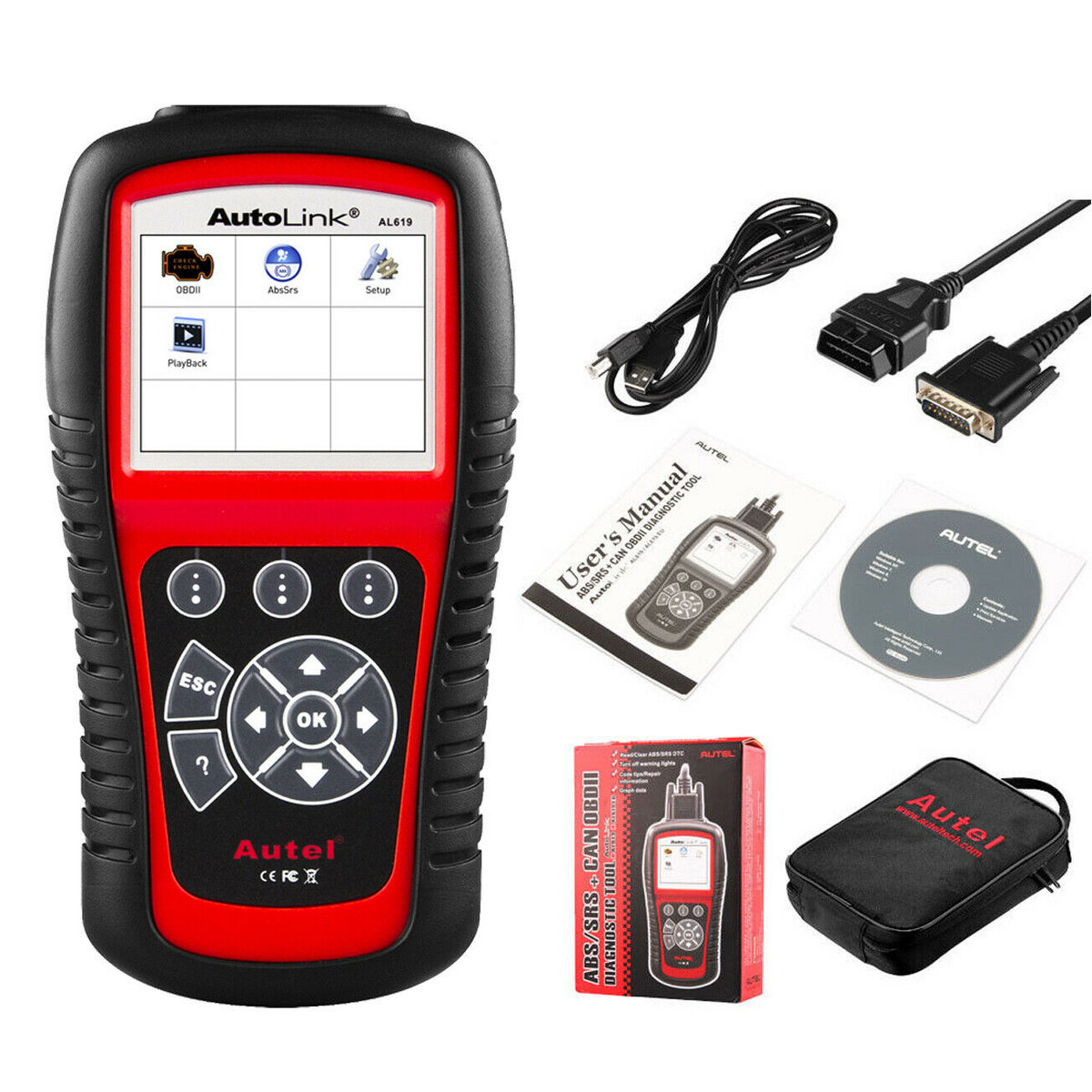 autel autolink al619 auto obd2 scanner diagnostic tool engine abs srs ...