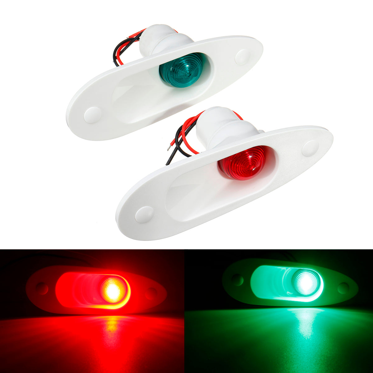 paar 12v rood + groen led navigatie signaal zijlichten voor marine boa ...