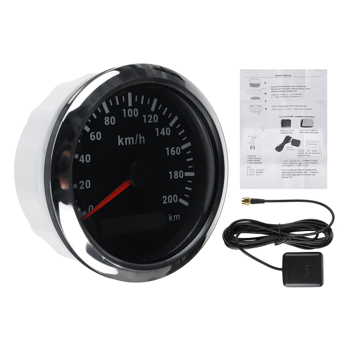 200 km/u gps snelheidsmeter kilometerteller 85mm met gps antenne voor ...
