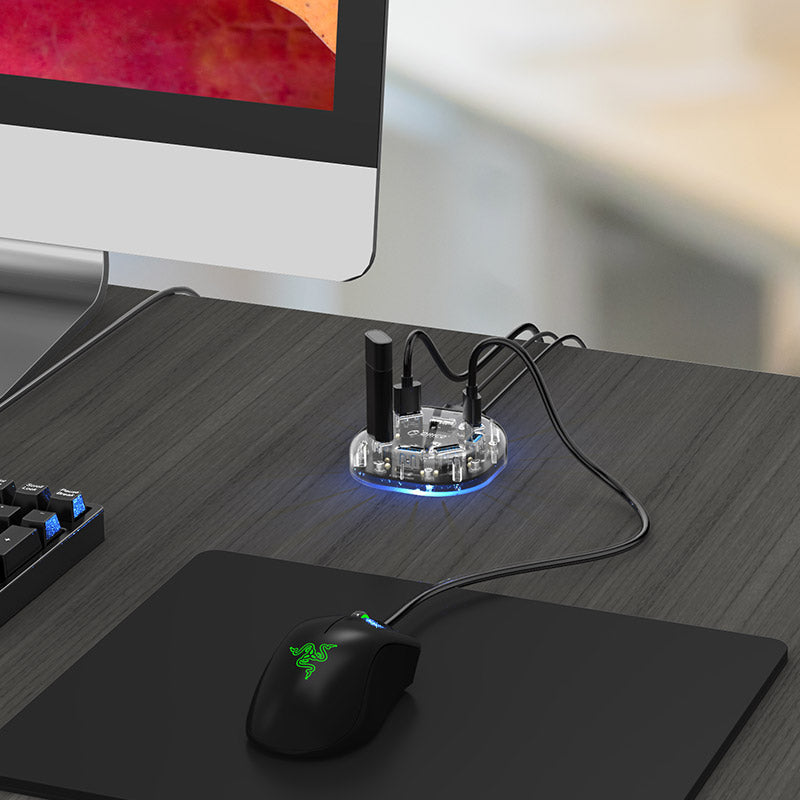 orico h7u transparante 7-poorts usb 3.0 hub met micro usb voedingspoor ...