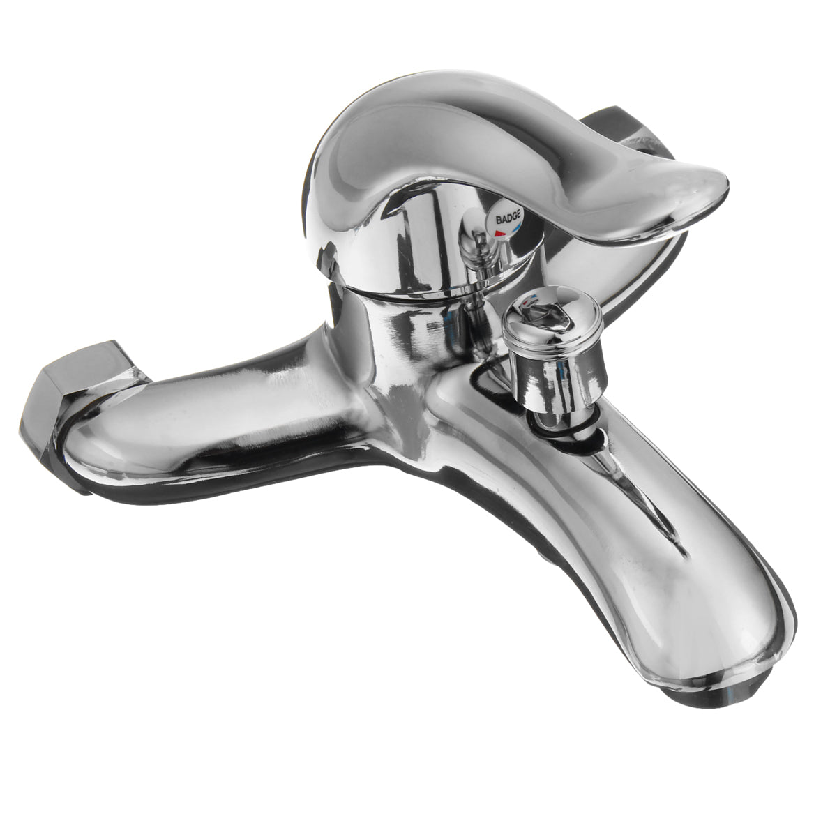 metalen driedubbele koude en warme badkamerkraan chroom bad met douche ...