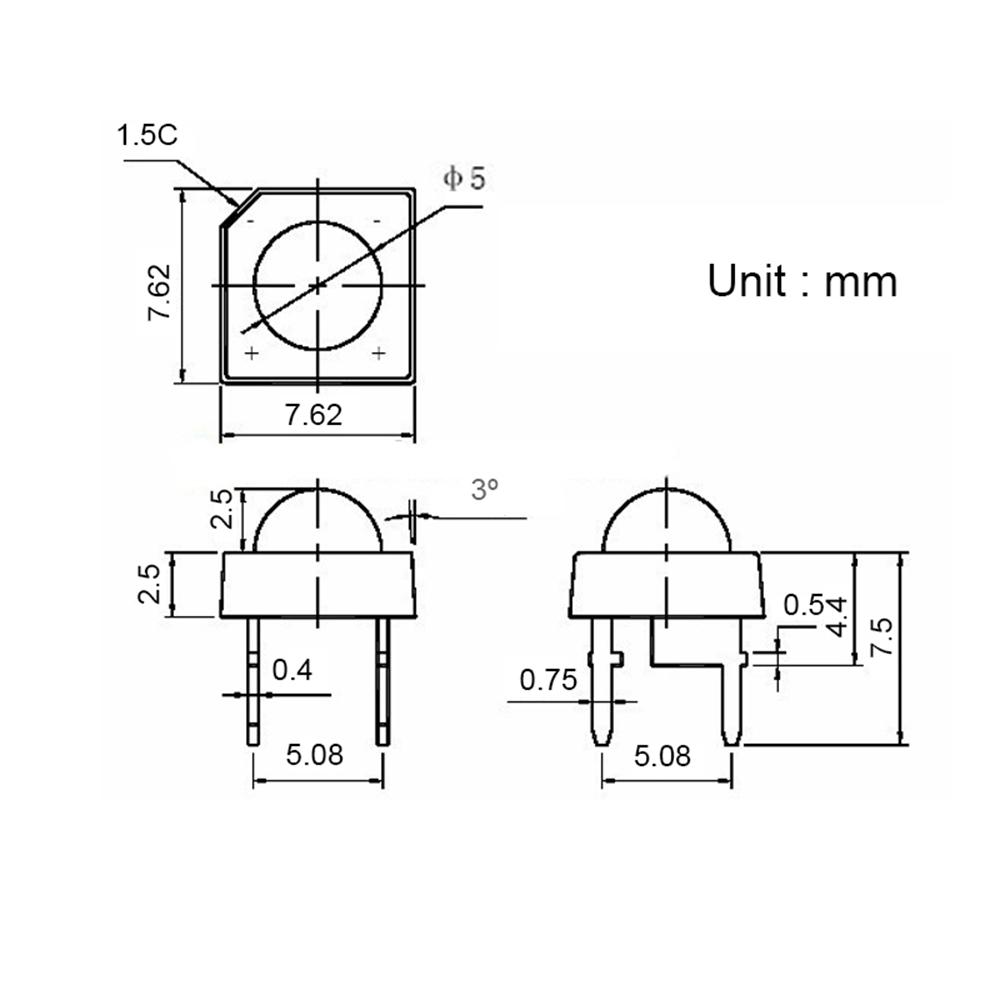 100 stuks 5 mm 4 pin groene led transparante ronde top lens water clea ...